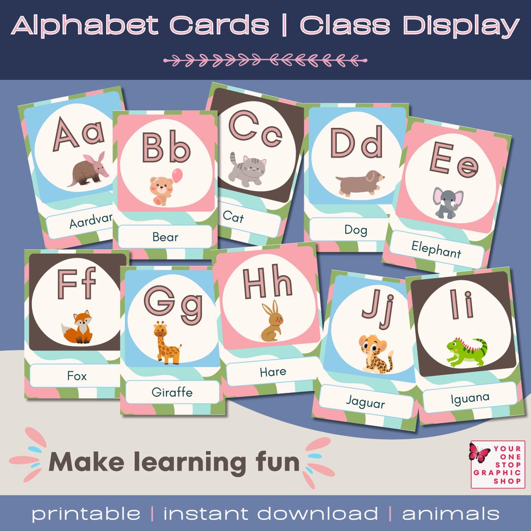 Alphabet Animal Cards | Early Learning | Foundation Stage | Primary ...