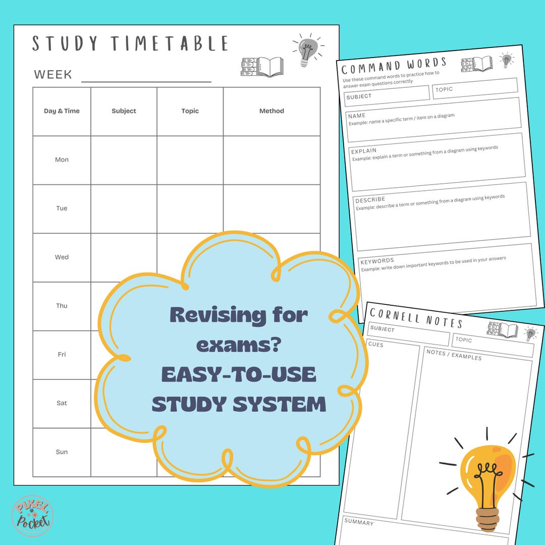 Study Timetable Templates Mind Maps Cornell Notes Digital Download ...