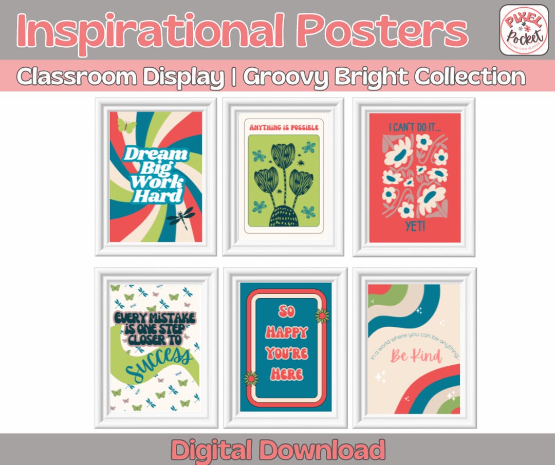 Groovy Bright Classroom Poster Set of 6 Digital Download - Etsy