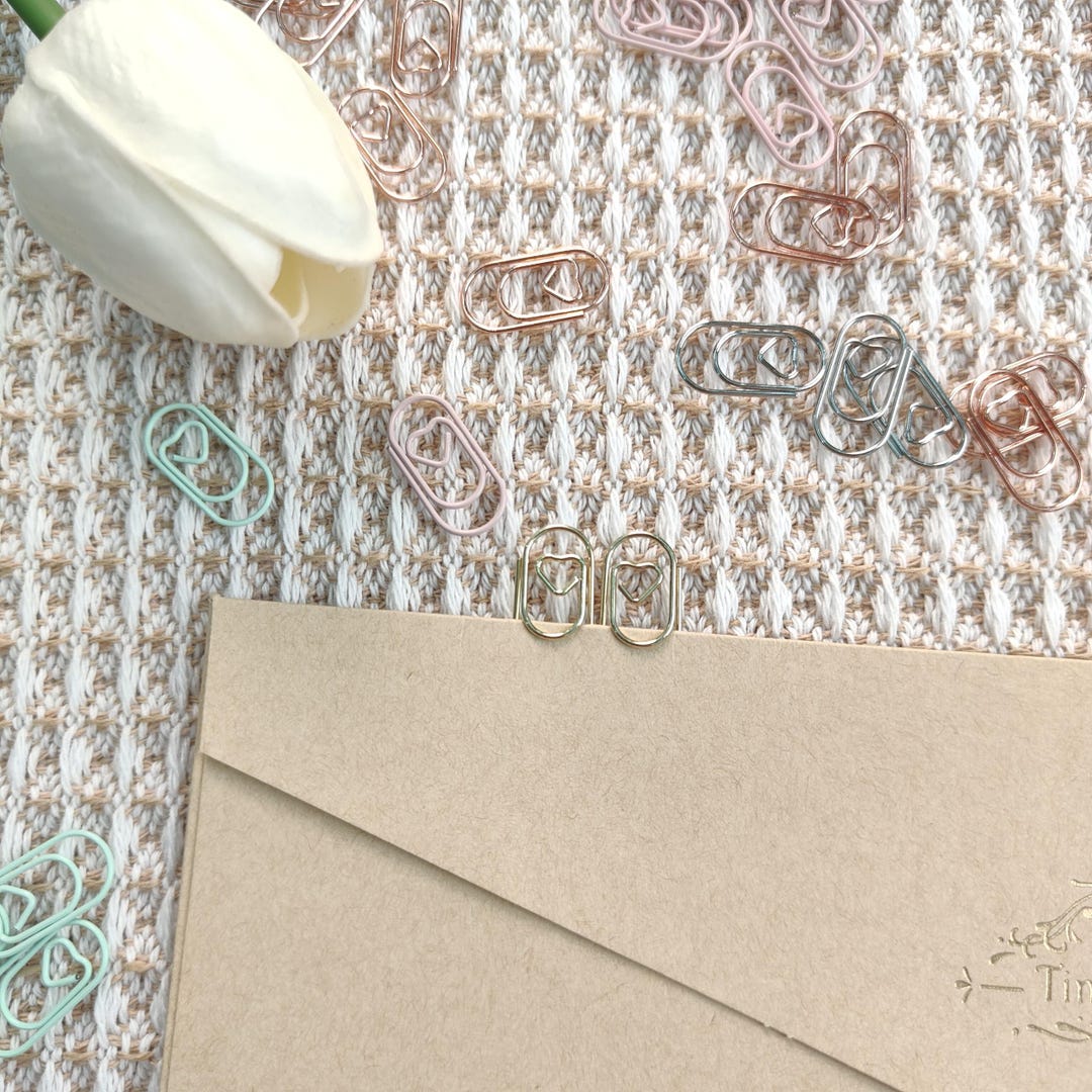 Rose Gold/gold Heart Paper Clips, Mini Paperclips, Wedding Invitation ...