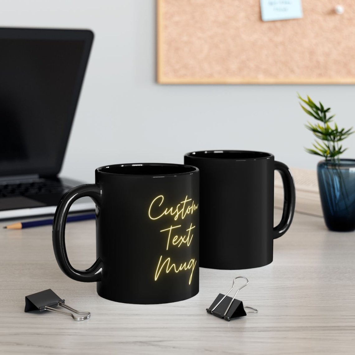 Custom Gold Text Mug - Personalised Black Mug, Simple Mug, Sparkly ...