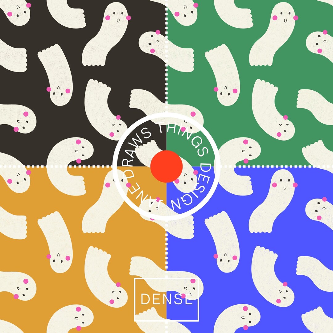 Hand-drawn Ghosts Boo Halloween Seamless Pattern: Fabric Wallpaper ...