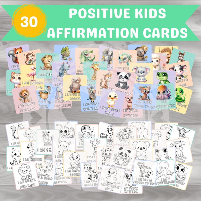 30 Positive Affirmation Cards for Kids Daily Affirmations Animal ...