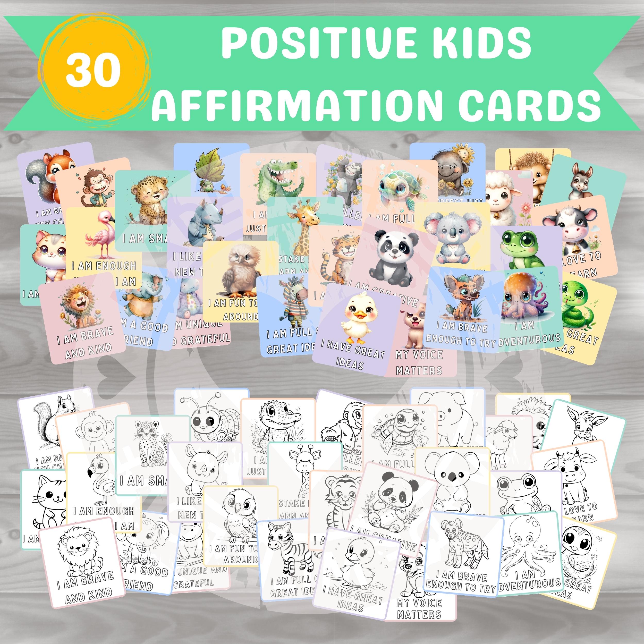 30 Positive Affirmation Cards for Kids Daily Affirmations Animal ...