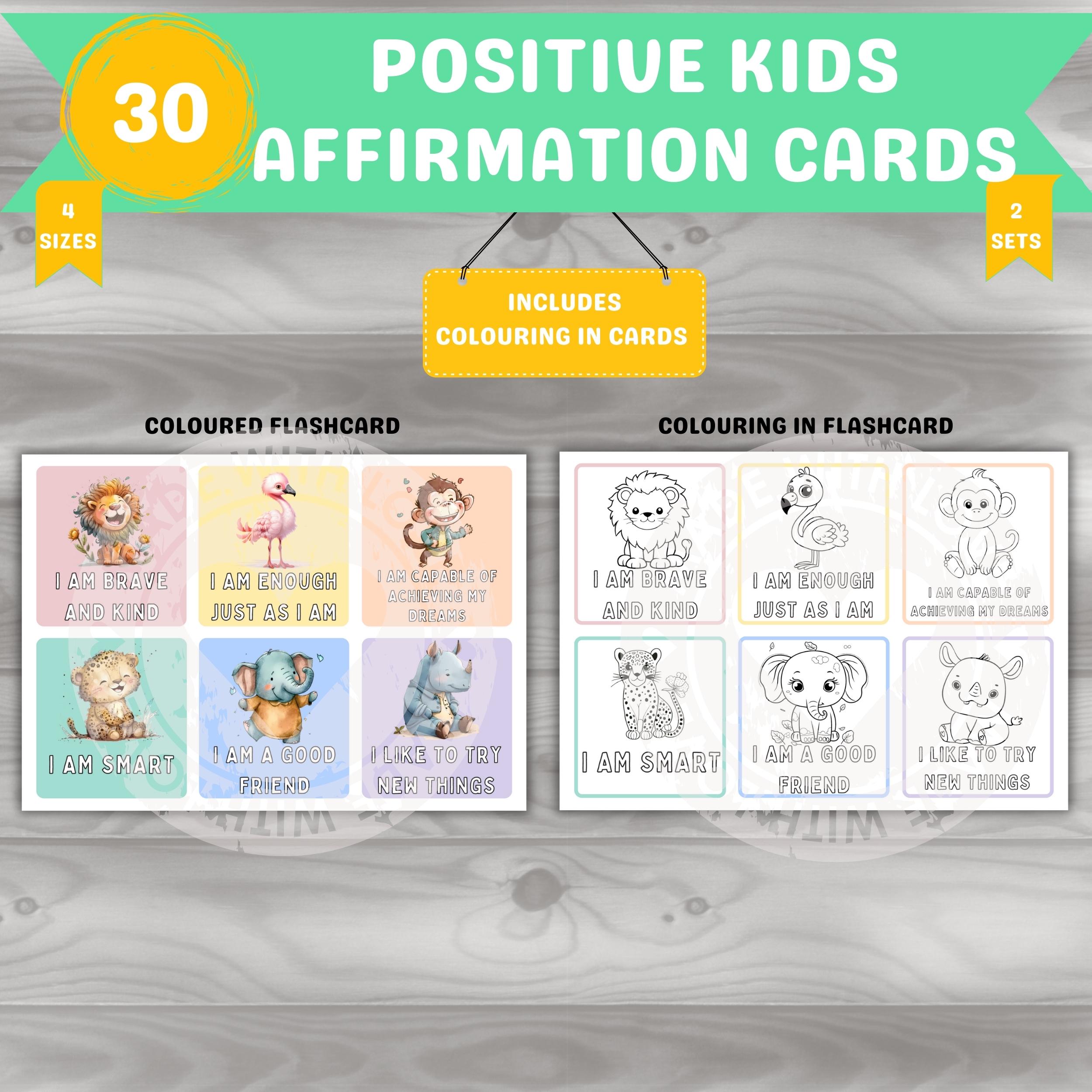 30 Positive Affirmation Cards for Kids Daily Affirmations Animal ...