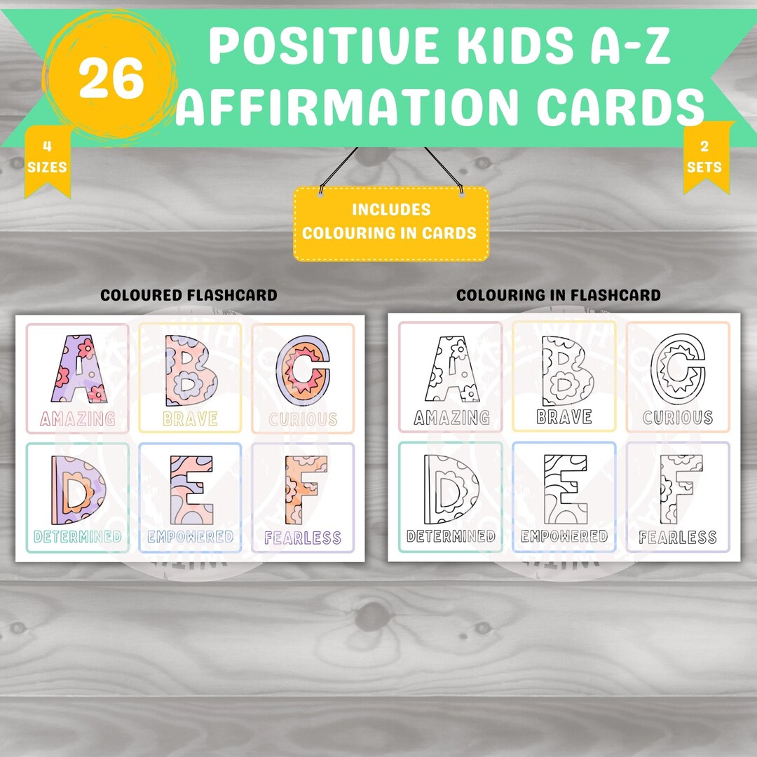 26 A-Z Affirmation Cards for Kids 26 A to Z Affirmation Cards Alphabet ...
