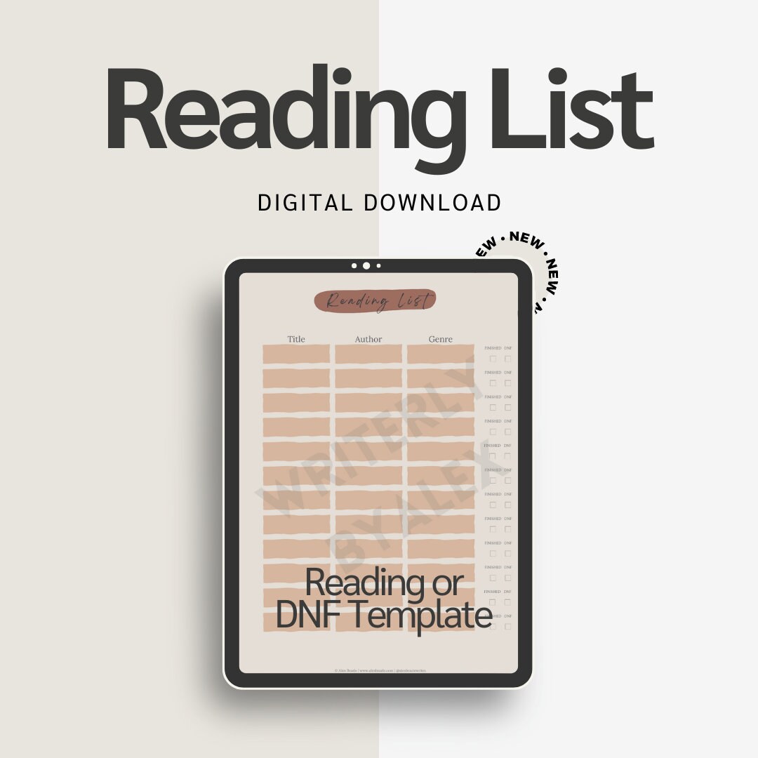 Reading DNF Digital Template - Etsy