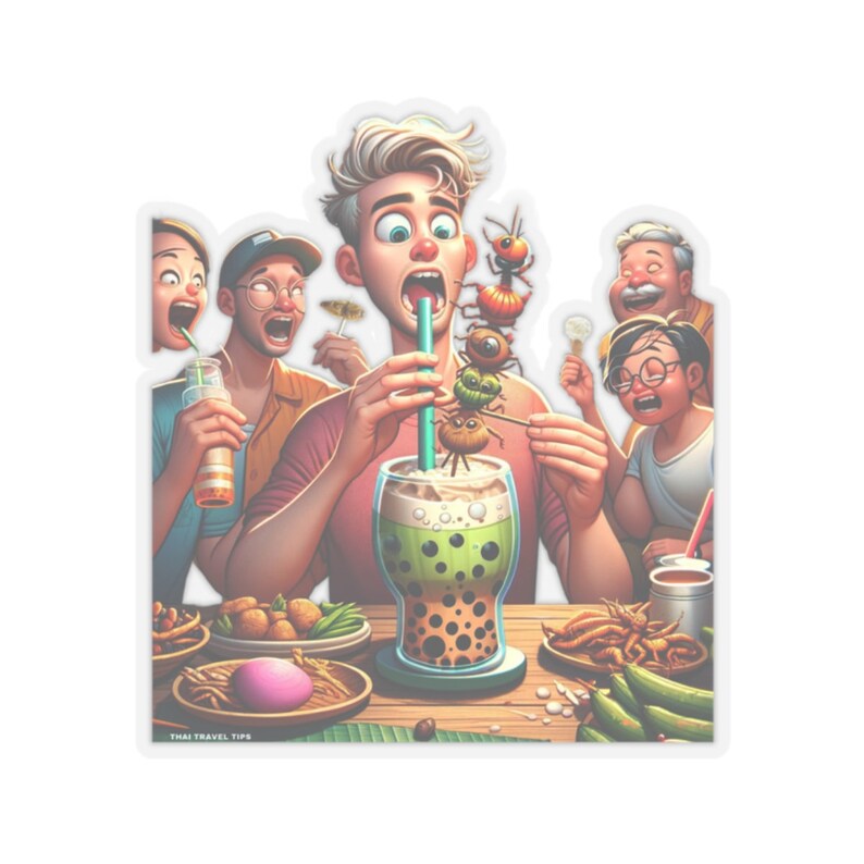 Thailand Inspired Sticker Thai Bubble Tea and Insect Snack Adventures ...
