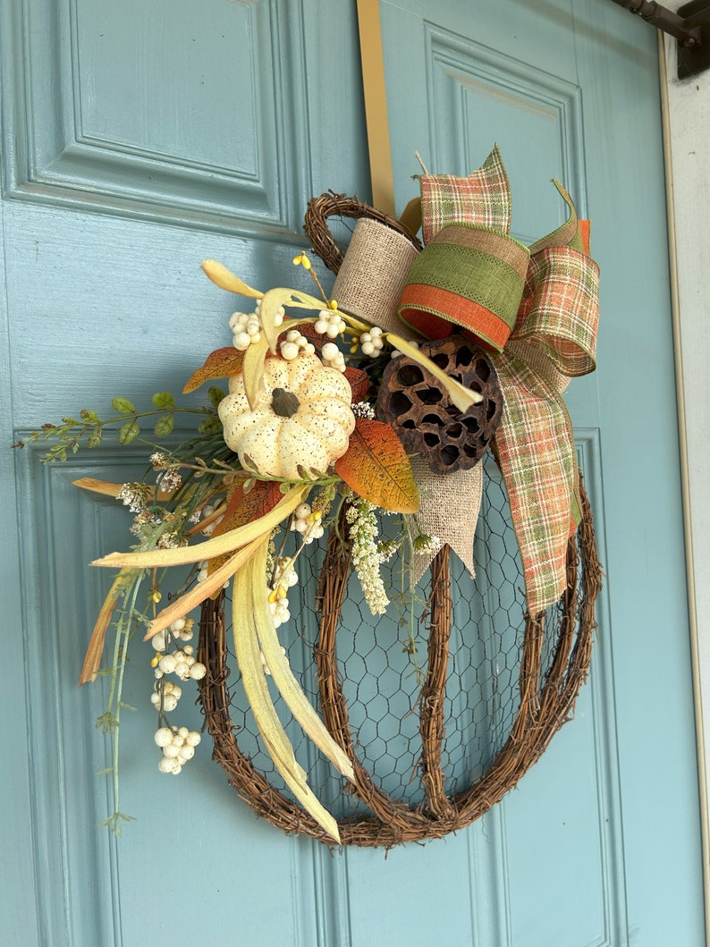 Rustic Fall Pumpkin Door Hanger - Etsy
