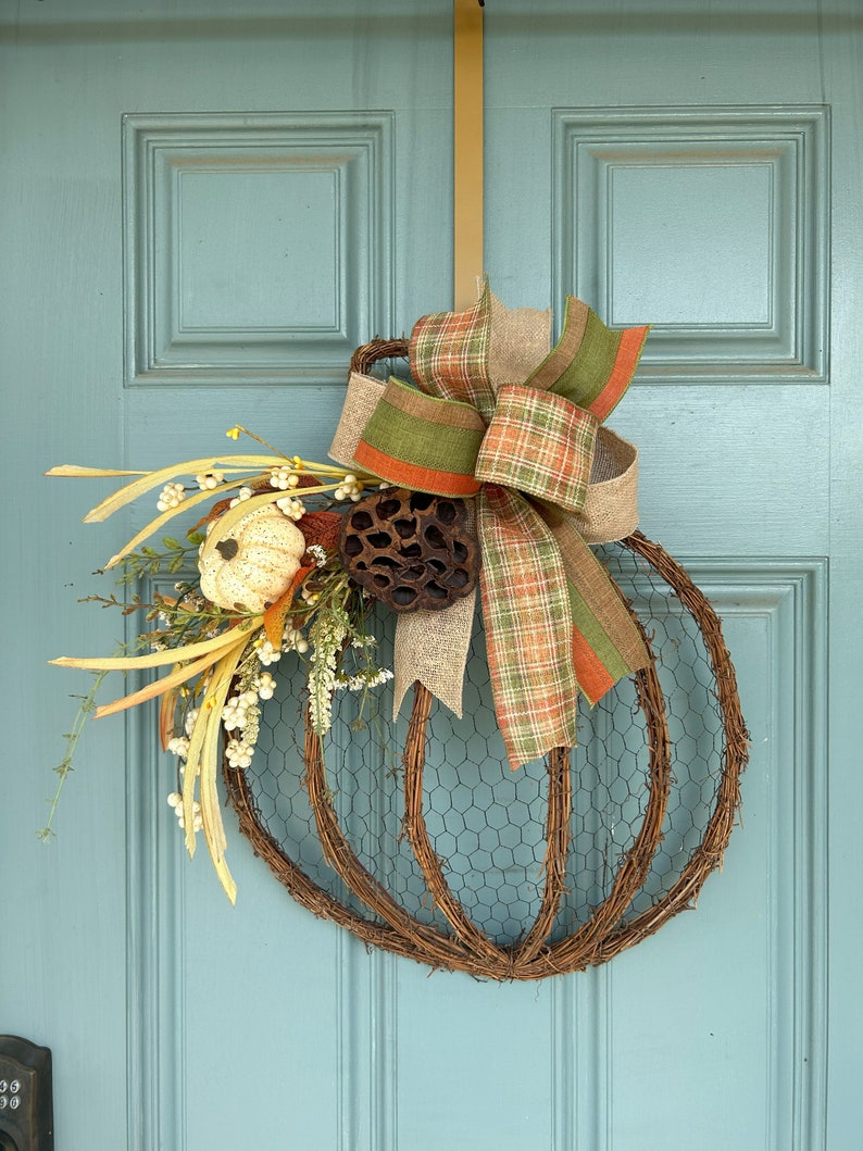 Rustic Fall Pumpkin Door Hanger - Etsy