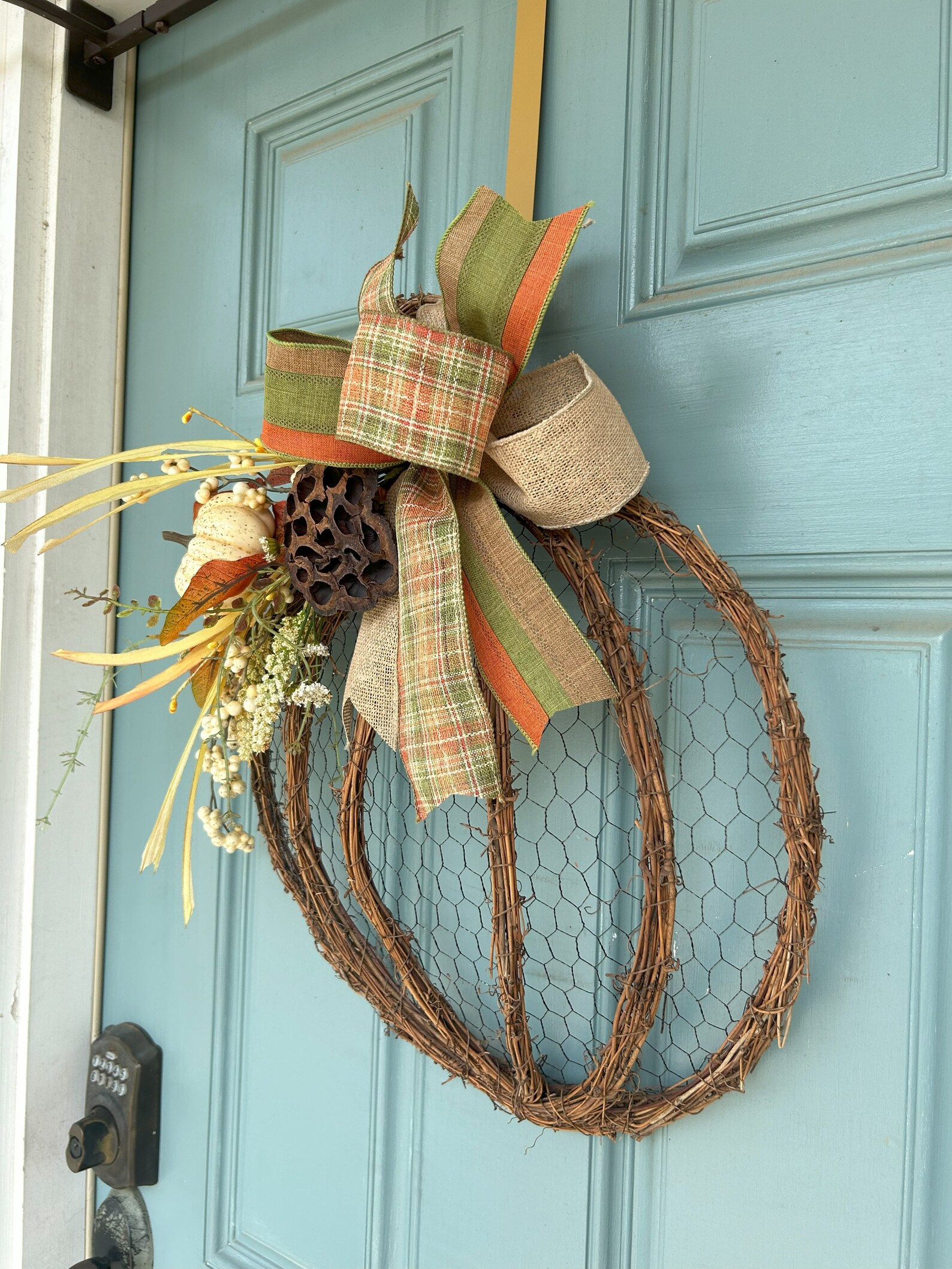 Rustic Fall Pumpkin Door Hanger - Etsy