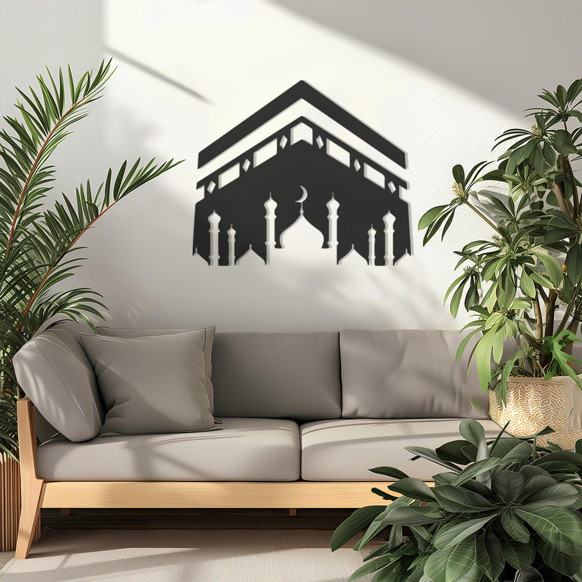 Islamic Decor Metal Wall Art, Kaaba Wall Hanging, Mosque Art for Living ...