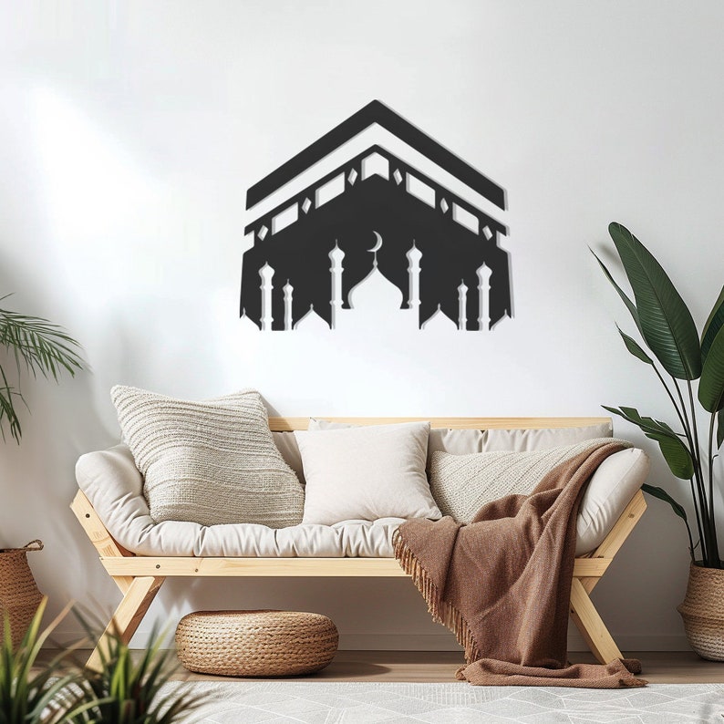 Islamic Decor Metal Wall Art, Kaaba Wall Hanging, Mosque Art for Living ...