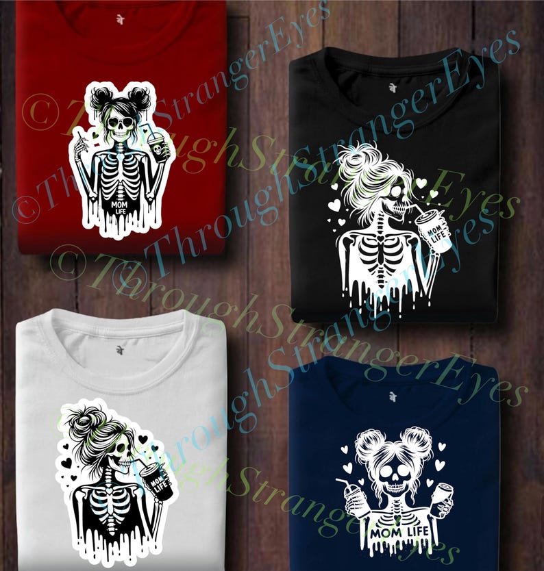 Ten 10 Mom Life Svg Png Bundle Layered Black and White Trippy Goth Punk ...