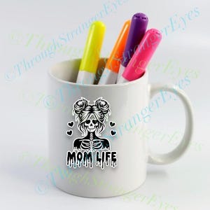 Ten 10 Mom Life Svg Png Bundle Layered Black and White Trippy Goth Punk ...