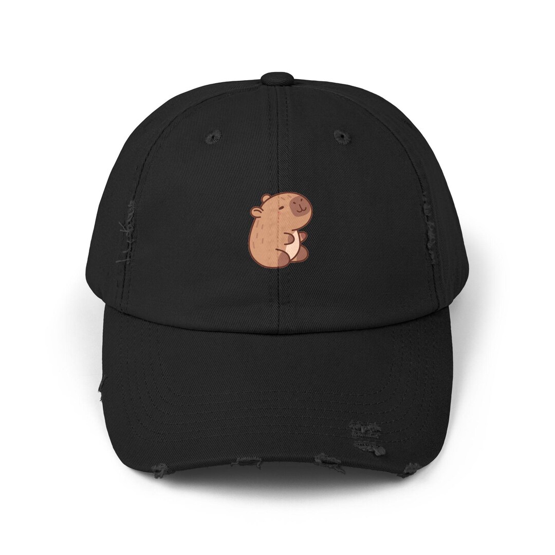 Capybara Distressed Cap, Cute Capybara Cap, Summer Capybara Cap, Trendy ...