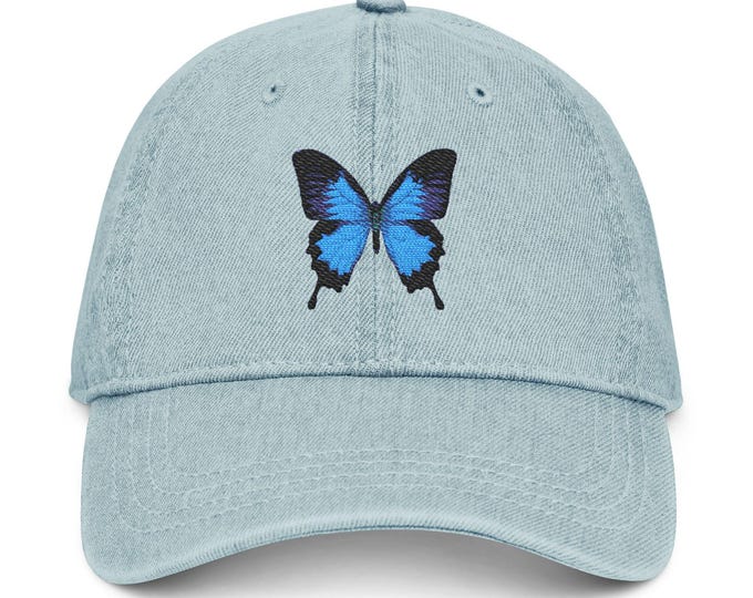 Blue Butterfly Hat Embroidered - Etsy