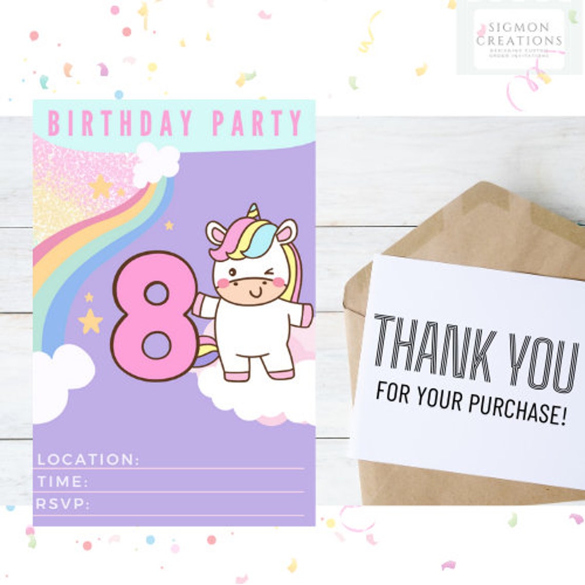 Editable Unicorn Theme Birthday Invitations - Etsy
