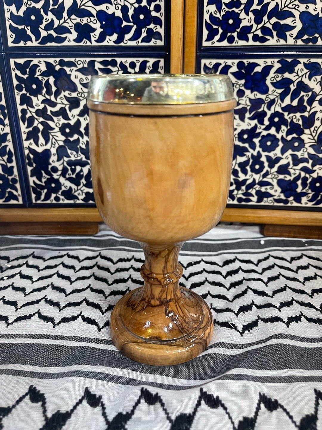 Goblet Palestine Bethlehem Olive Tree Wood Carved Craft Art Handmade ...