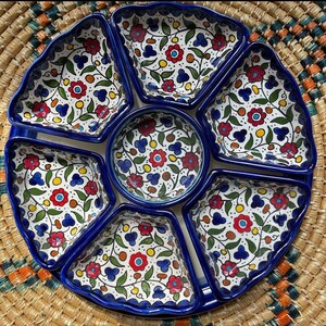 Palestine Pottery 7 Pieces Divided Serving Plate 14 Inch Handmade ...