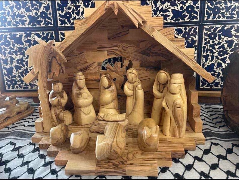 Olive Wood Nativity Set Jesus Christ, Joseph, Mary Large Nativity ...
