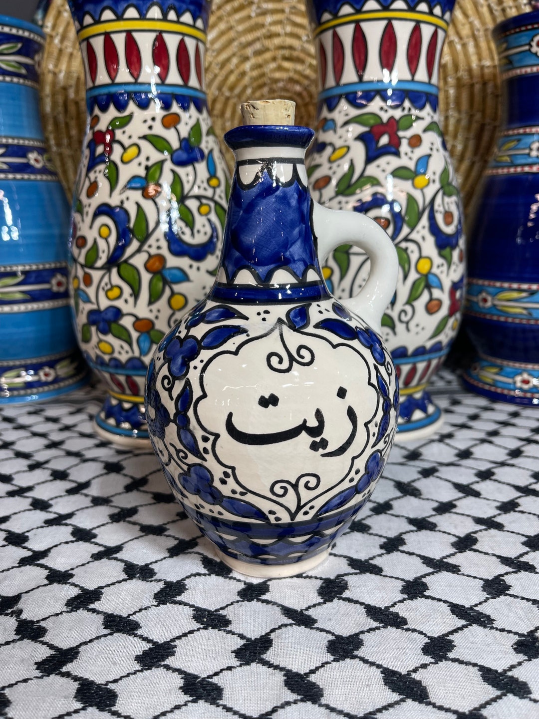 Palestine Pottery Ceramic Oil Dispenser Handmade & Hand Painted Made in ...