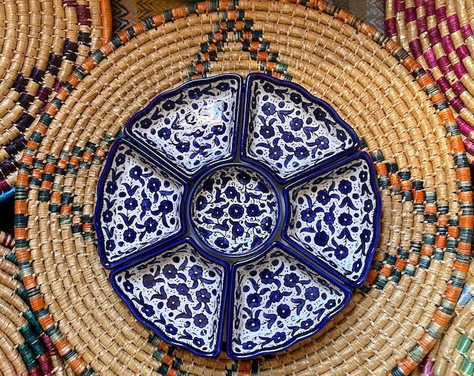 Palestine Pottery 7 Pieces Divided Serving Plate 14 Inch Handmade ...