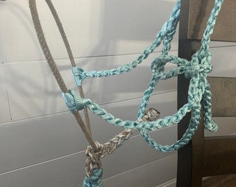 Black With Turquoise Lariat Rope Nose Muletape Halter With Matching 8 ...