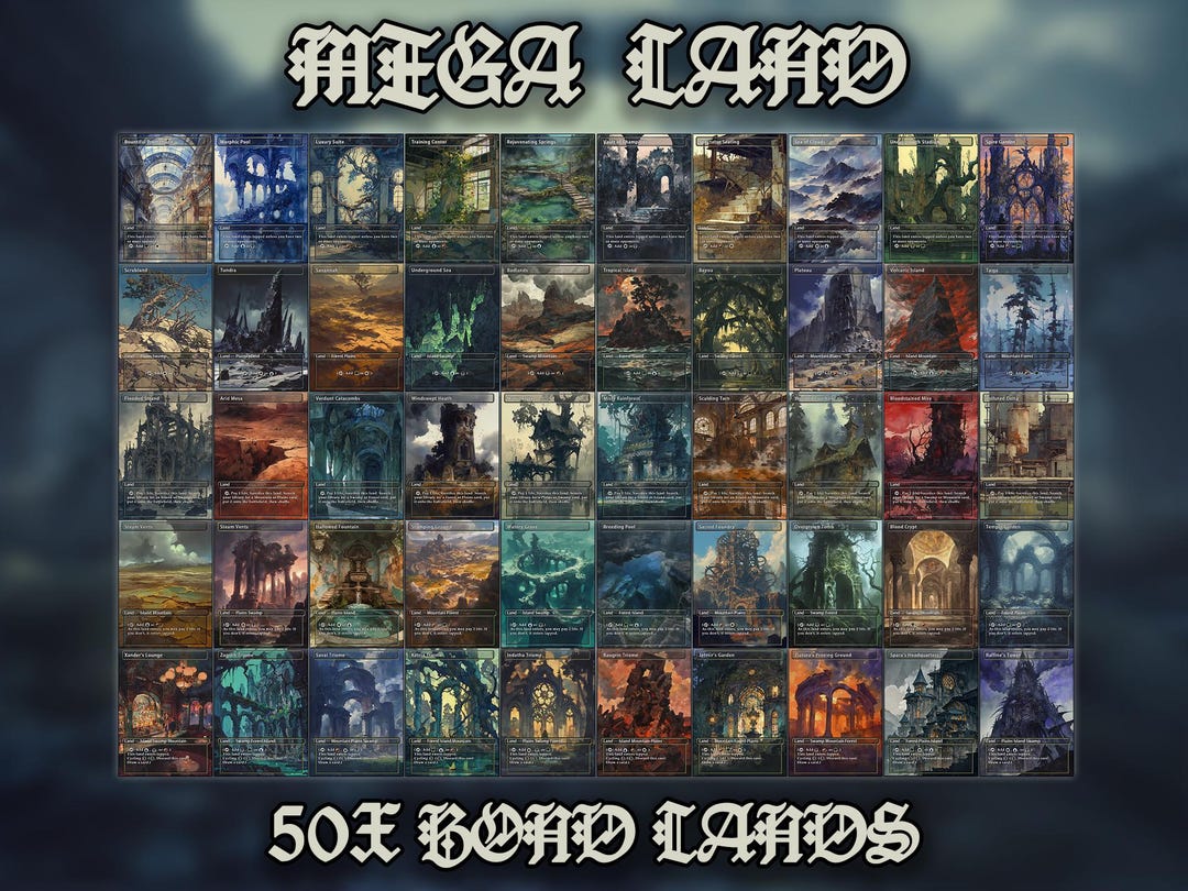 Mega EDH Land Pack Pixel Style Lands Set of 50 Unique Borderless Custom ...