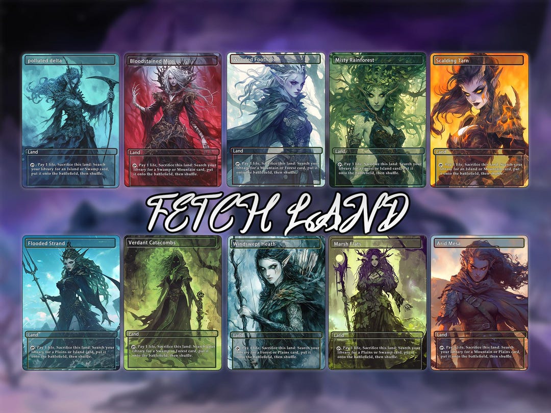 Fetch Land Pack (10 Cards) Anime Waifu Lands Set of 10 Unique ...