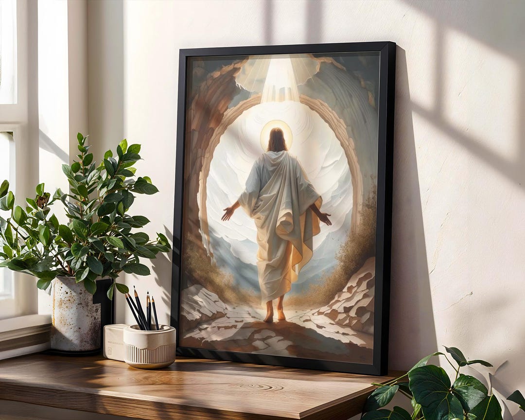 Jesus Risen Wall Decor, Jesus Resurrection Wall Art, He is Risen Framed ...