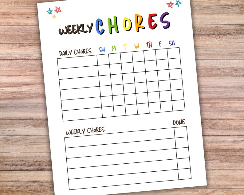 Chore Chart, Kids Chore Chart, Printable Editable Kids Chore Chart ...