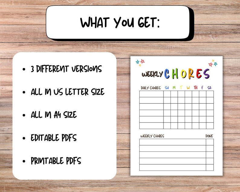 Chore Chart, Kids Chore Chart, Printable Editable Kids Chore Chart ...