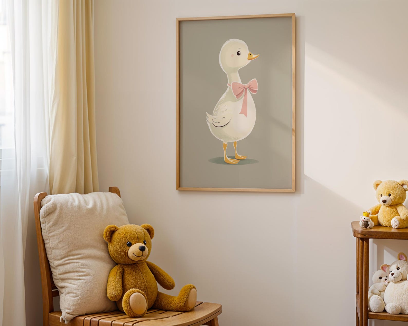 Silly Goose Wall Art Cute Goose Poster Sage Green Nursery Decor Farm ...