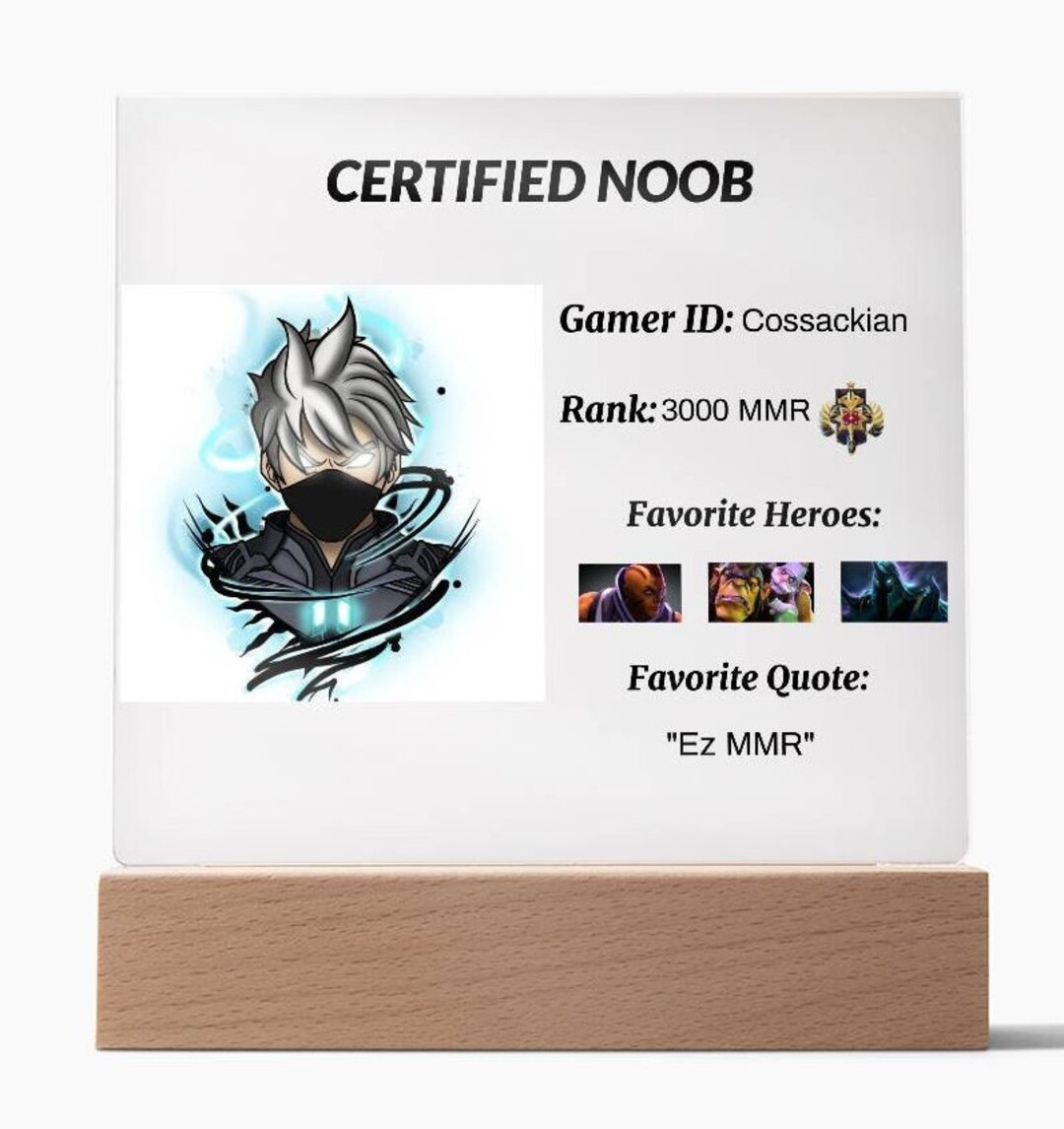 Certified Noob Sign Dota Fan Gift Personalized Gamer Sign - Etsy