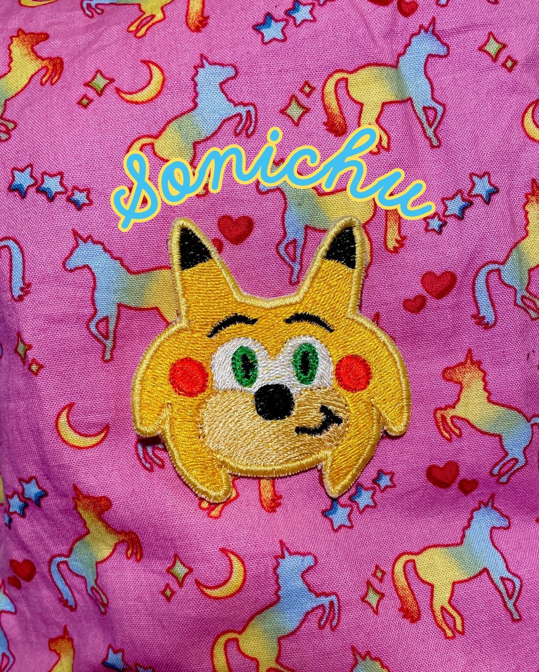 Sonichu Embroidered Patch Medallion 3x2.5 Inches Sonic the Hedgehog ...