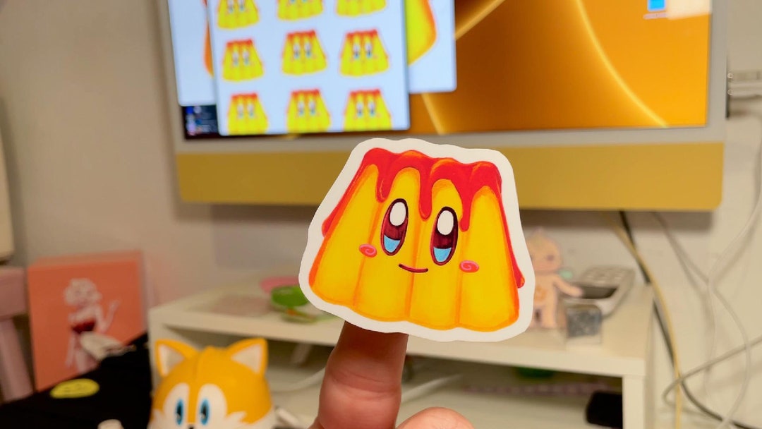 Cute Food Kirby Transformation Pudding Sticker 2x2 Inches Flan Dessert ...