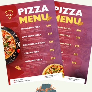 Pizzeria Menu Restaurant Menu Template Editable Canva Design Modern ...