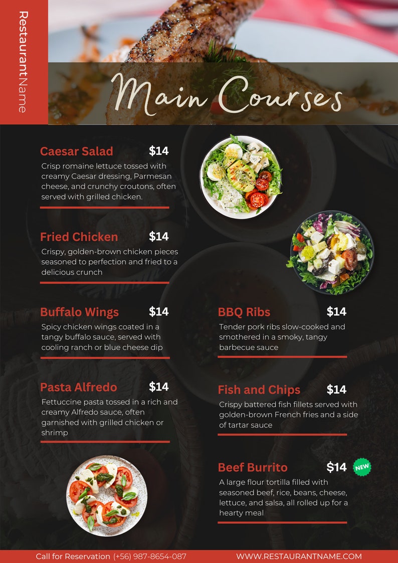 Full Restaurant Menu Template Editable Canva Design Creative Cafe Menu ...