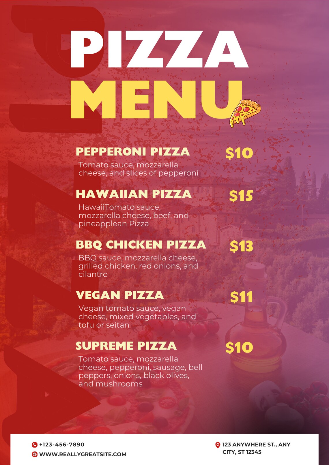 Pizzeria Menu Restaurant Menu Template Editable Canva Design Modern ...