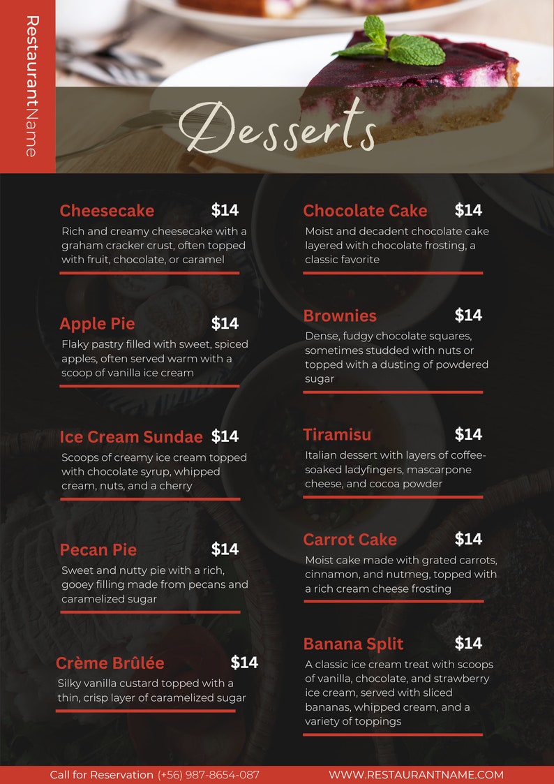 Full Restaurant Menu Template Editable Canva Design Creative Cafe Menu ...