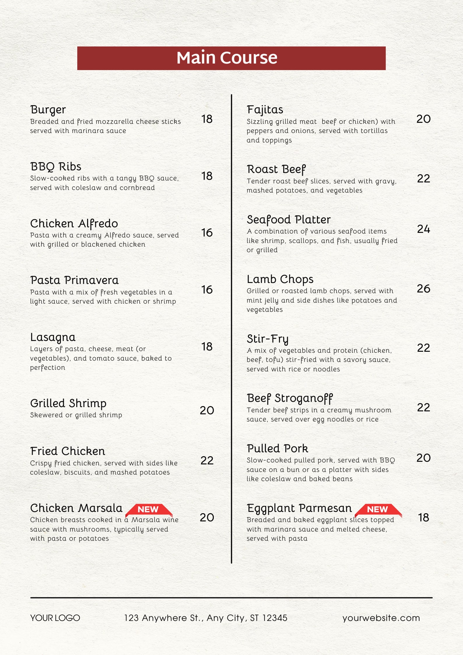 Creative Menu Template Restaurant Menu Editable Canva Design Modern ...