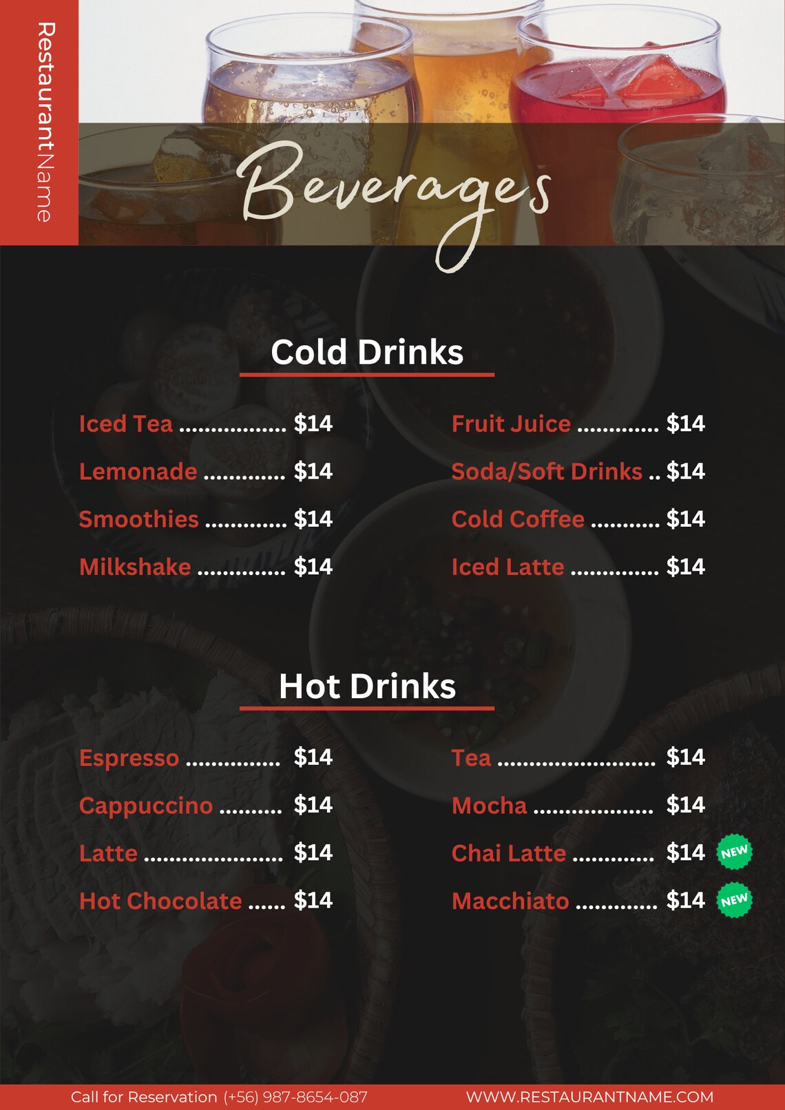 Full Restaurant Menu Template Editable Canva Design Creative Cafe Menu ...