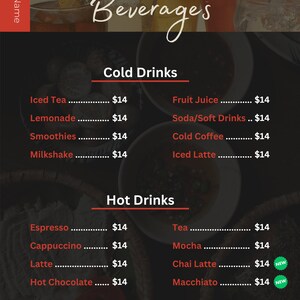 Full Restaurant Menu Template Editable Canva Design Creative Cafe Menu ...