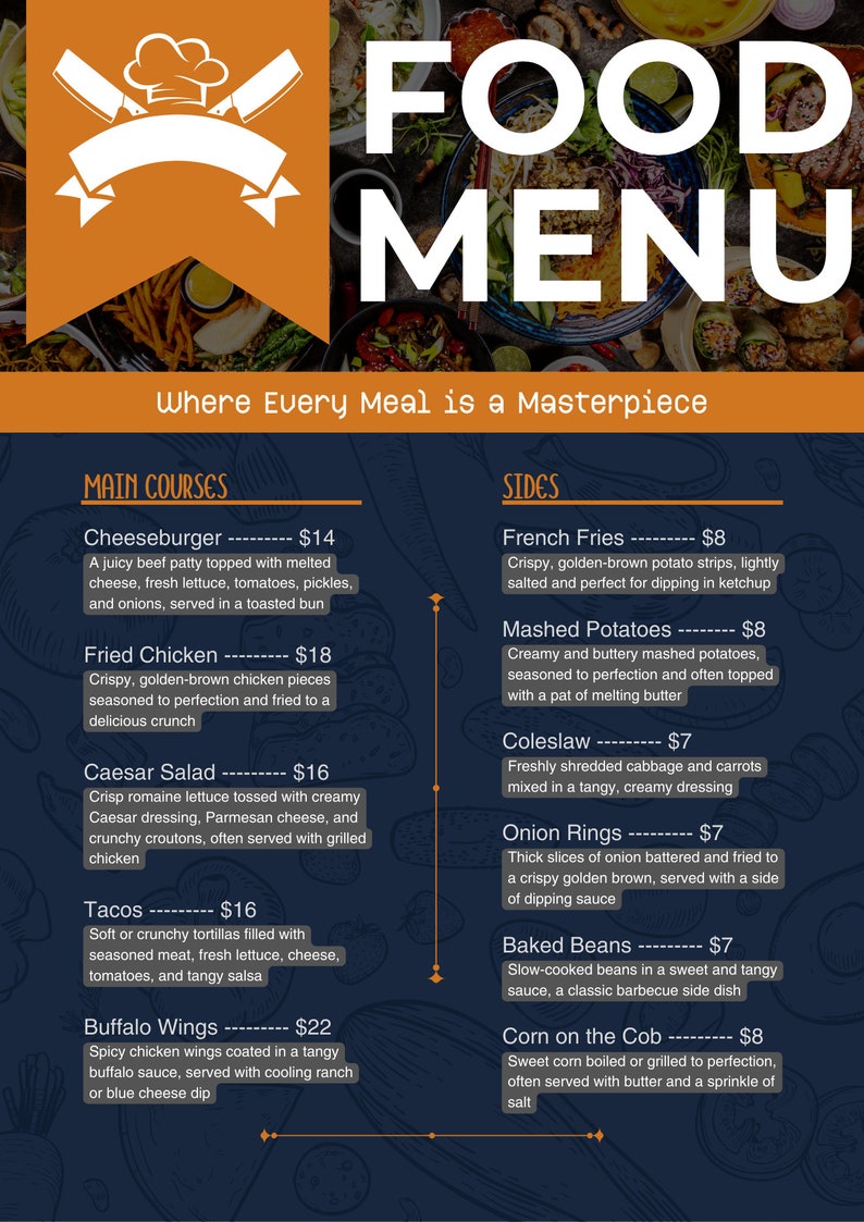 Restaurant Full Menu Template Editable Canva Design Modern Cafe Menu ...