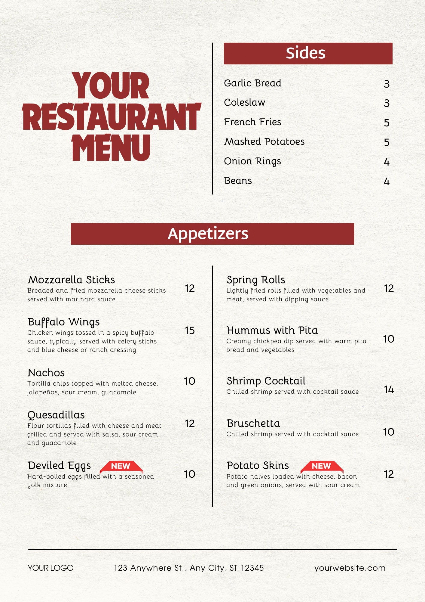 Creative Menu Template Restaurant Menu Editable Canva Design Modern ...