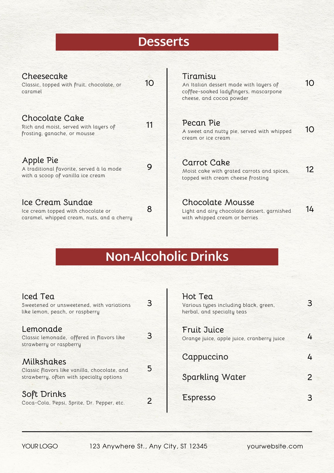 Creative Menu Template Restaurant Menu Editable Canva Design Modern ...