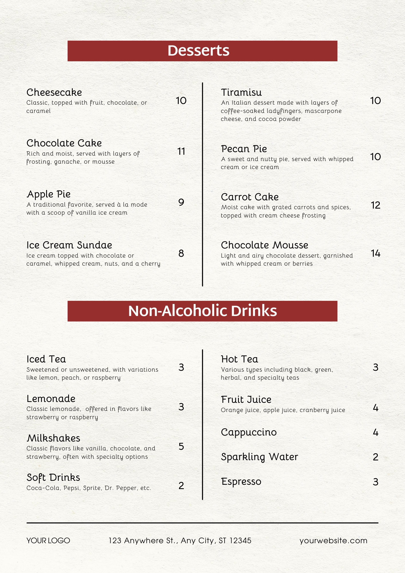 Creative Menu Template Restaurant Menu Editable Canva Design Modern ...