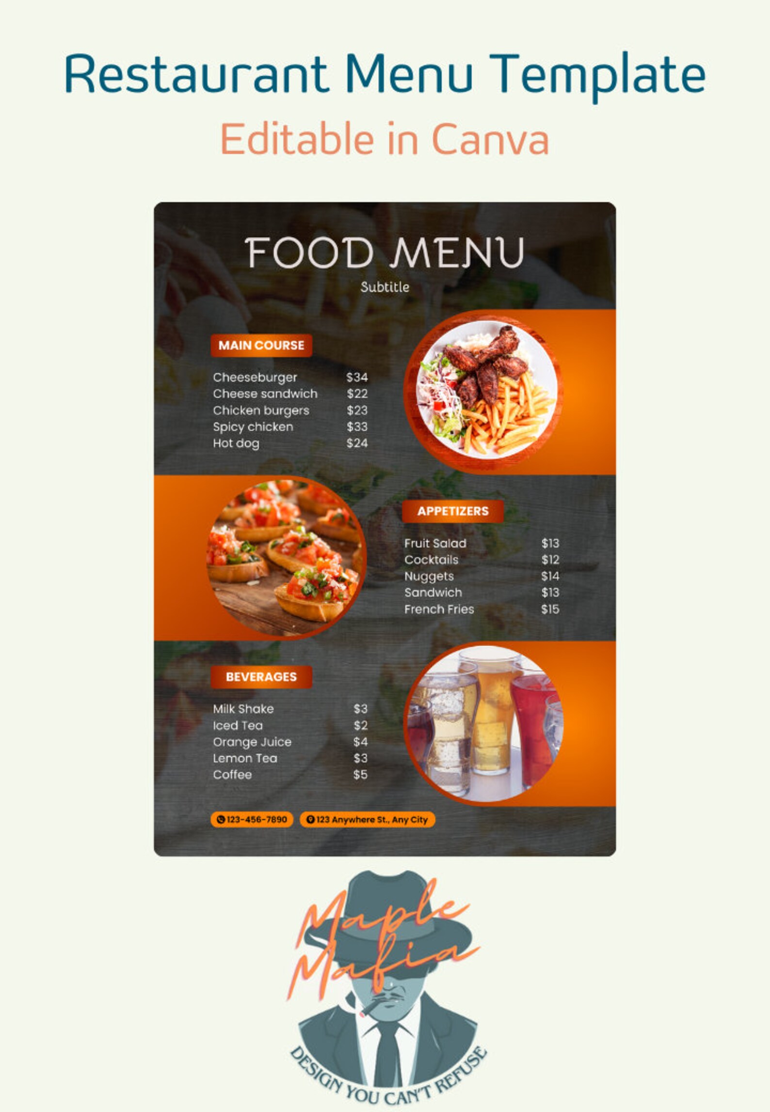 Menu Template Restaurant Menu Editable Canva Design Fast Food Cafe Menu ...