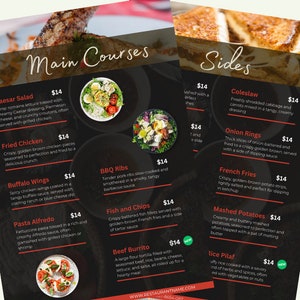 Full Restaurant Menu Template Editable Canva Design Creative Cafe Menu ...
